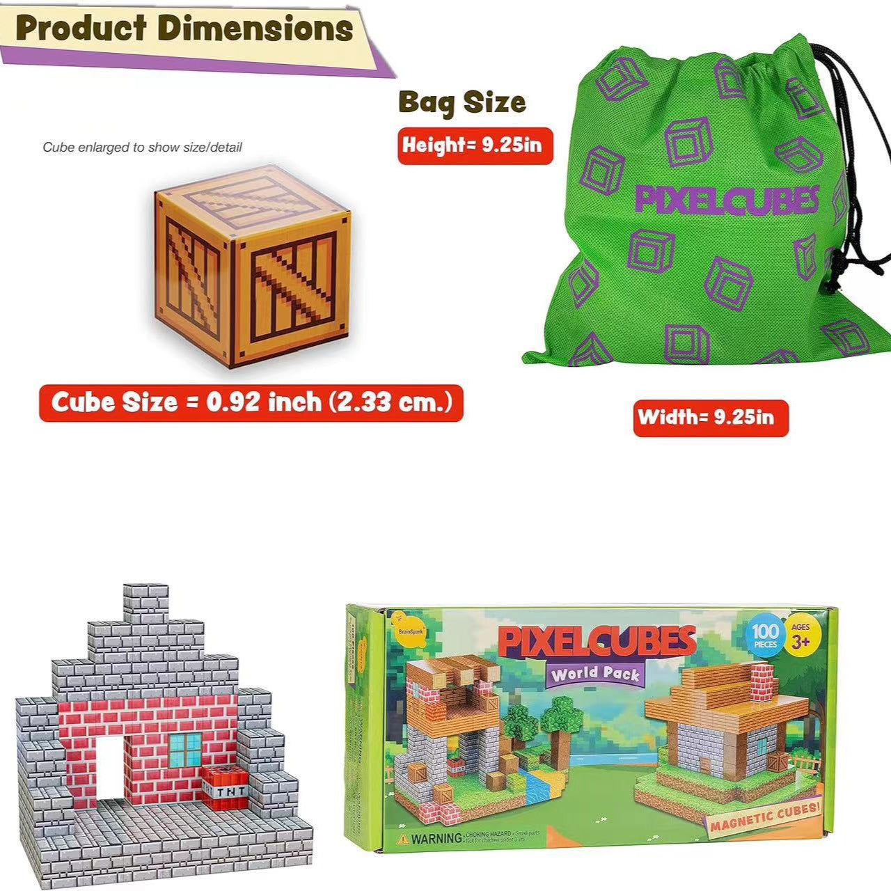 100PCS Magnetic Pixel Cubes | Mine World Magnet Building Blocks Set ...