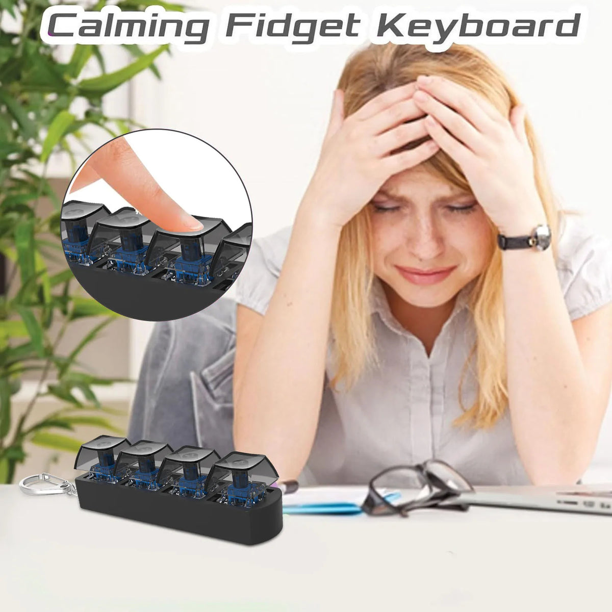 4-Key Keyboard Fidget Toy – Anti-Stress Click Keychain – Buckyballsshop