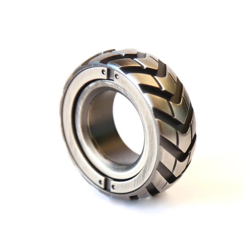 Dual-Function Tire Fidget Ring Spinner Slider | Stainless Steel Stress ...