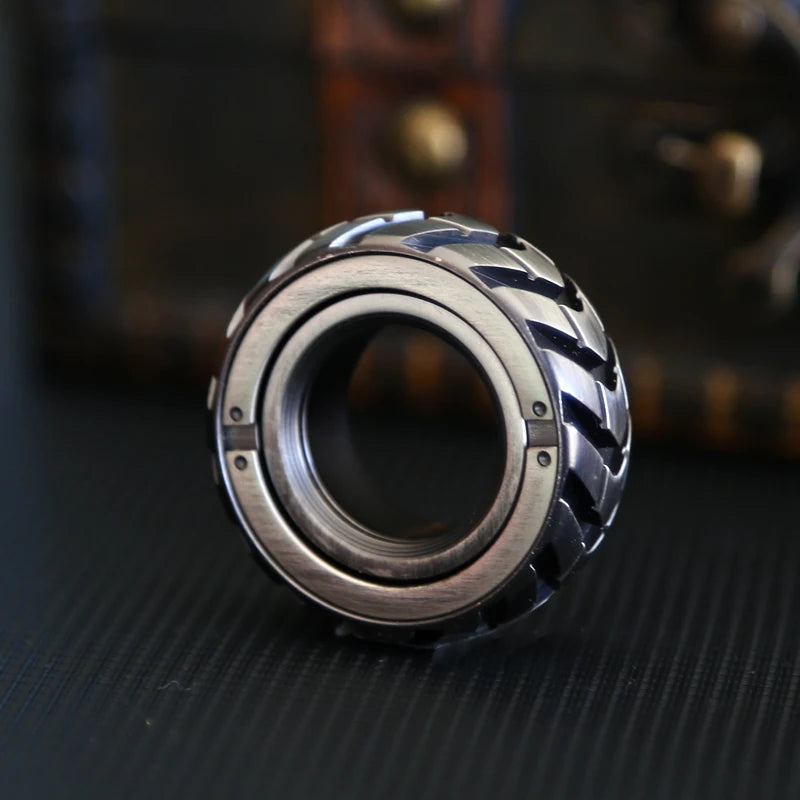 Dual-Function Tire Fidget Ring Spinner Slider | Stainless Steel Stress ...